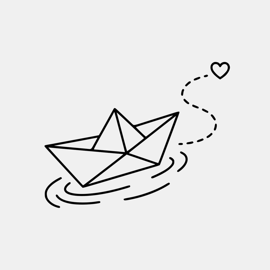Paper Boat Sailing SVG PNG : Minimalist Line Art Design (digital ...