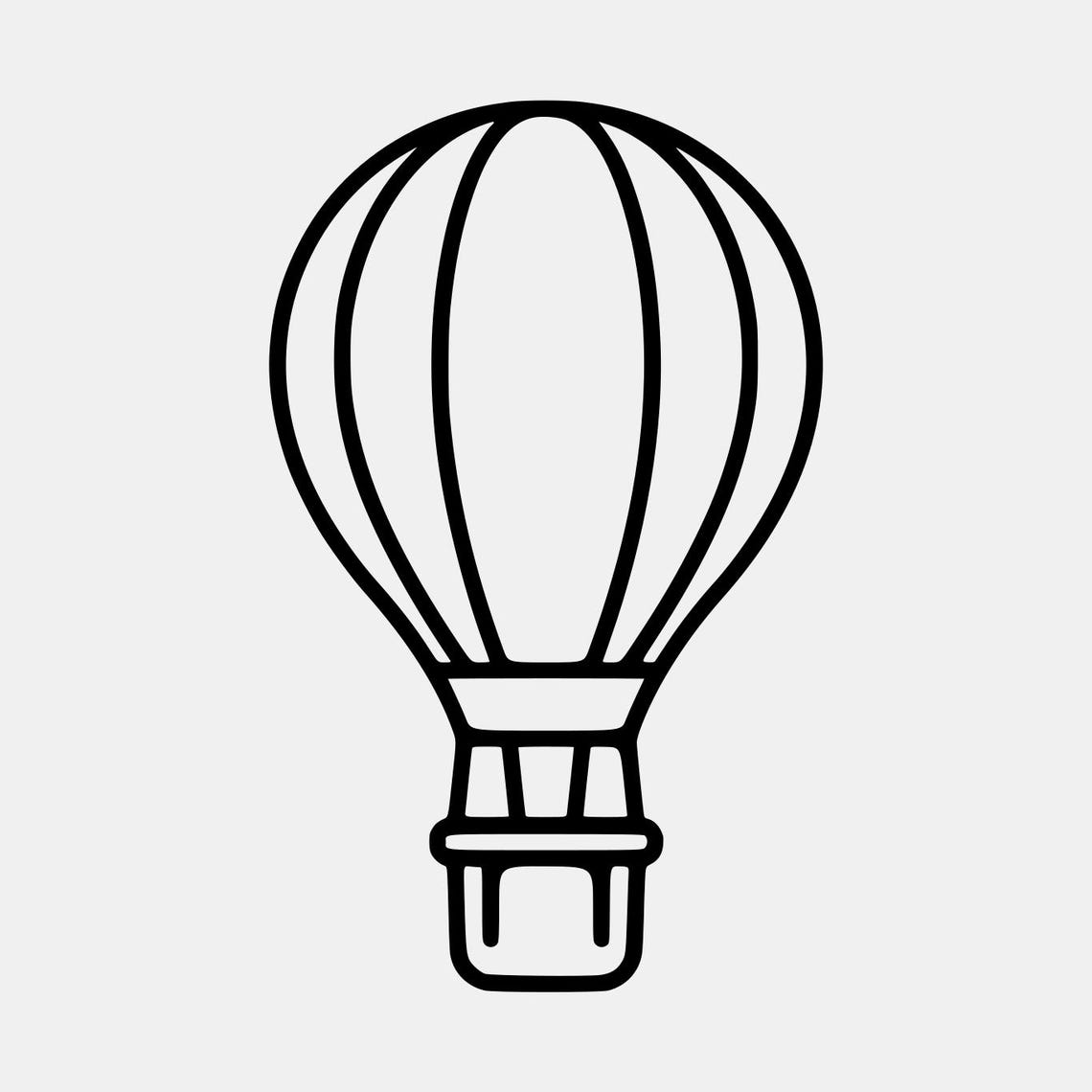 Hot Air Balloon Outline SVG, Flying Adventure Clipart, Travel Icon for ...