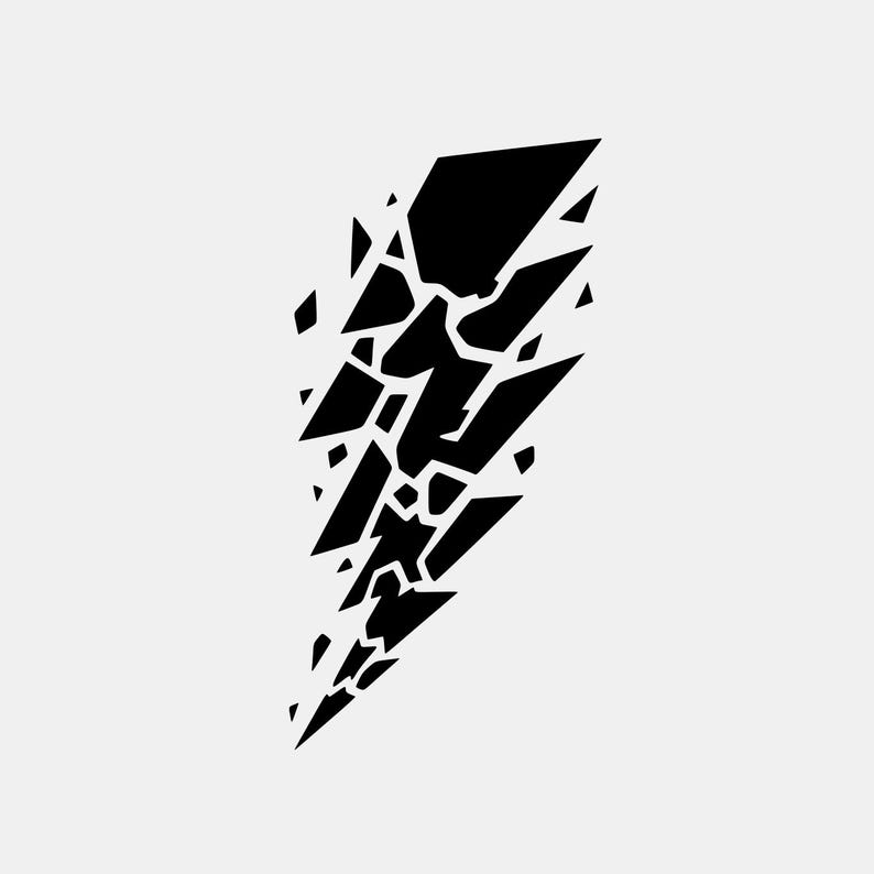 Shattered Lightning Strike SVG Clipart, Abstract Electric Bolt Vector ...