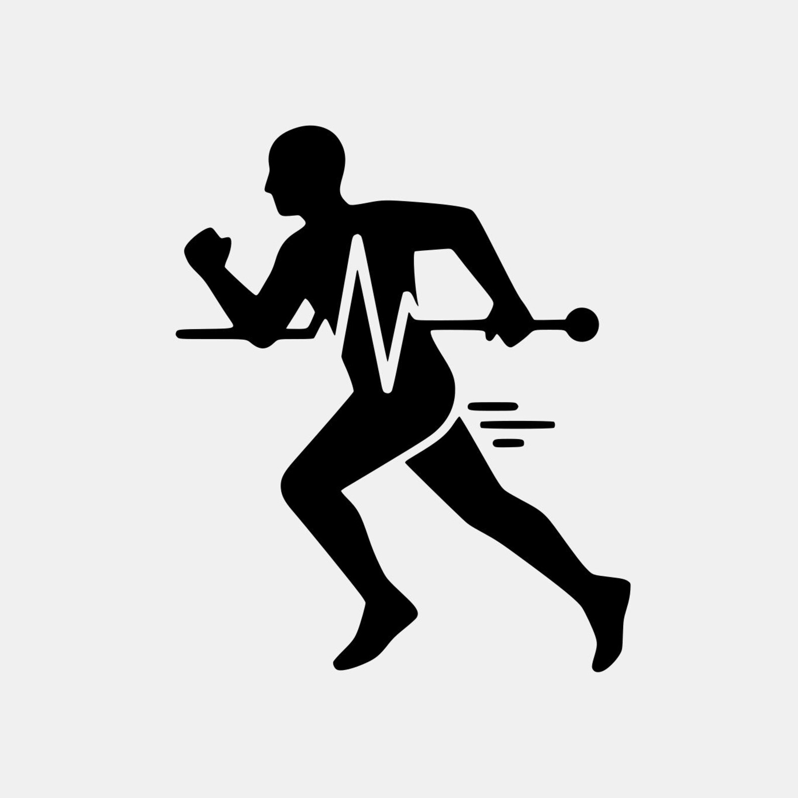 Running Man Heartbeat SVG, Fitness Silhouette Clipart, Athlete ECG ...