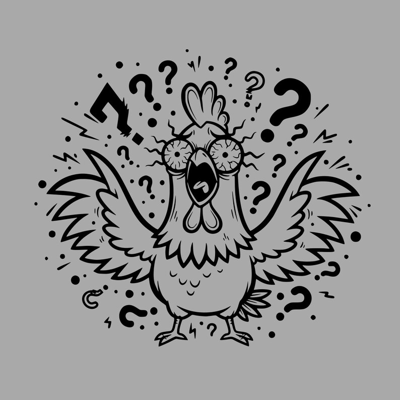 Frantic Chicken Cartoon SVG, Panicked Hen Line Art, Confused Fowl ...