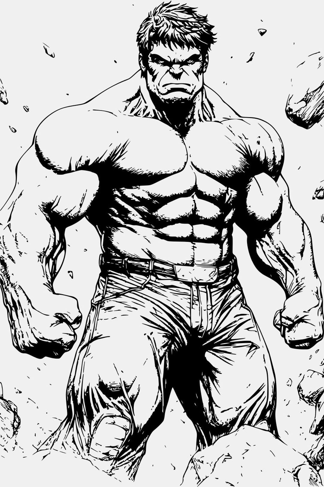 Powerful Rage Hulk SVG | Muscular Comic Style Illustration | Strong ...