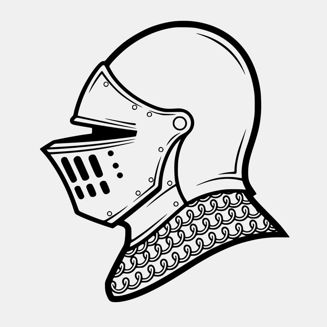 Medieval Knight Helmet SVG, Warrior Armor Silhouette Clipart, Instant ...