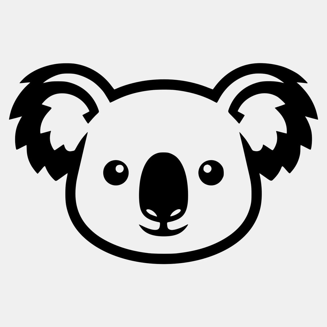 Cute Koala Face SVG, Adorable Animal Head Clipart for T-shirts ...