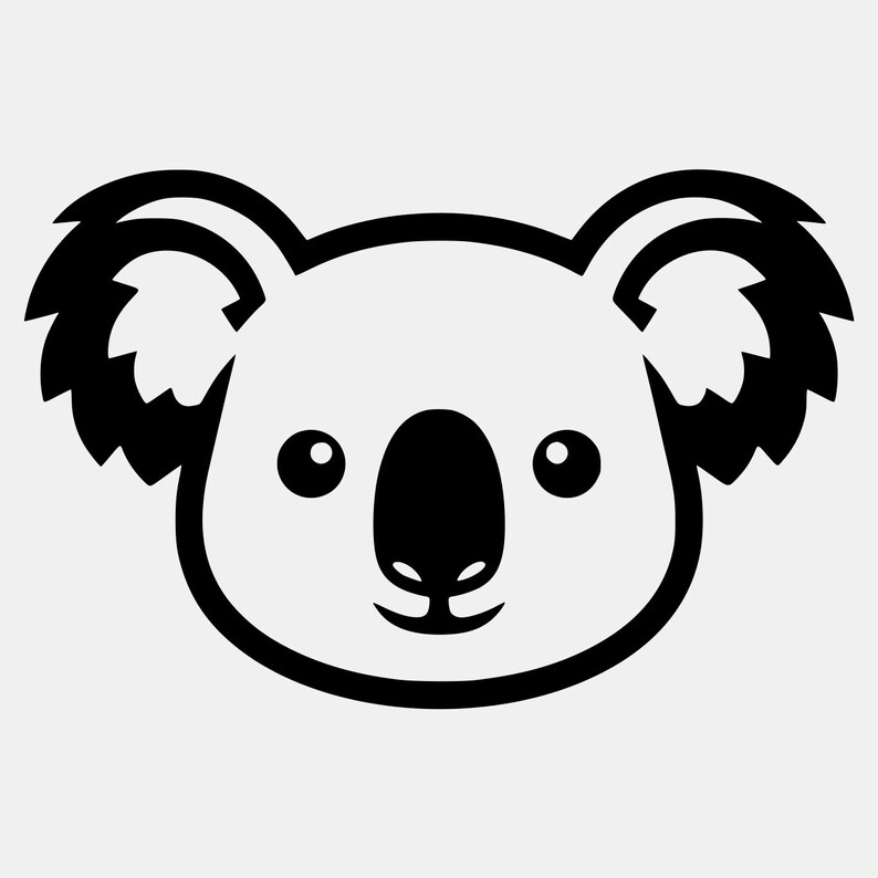 Cute Koala Face SVG, Adorable Animal Head Clipart for T-shirts ...