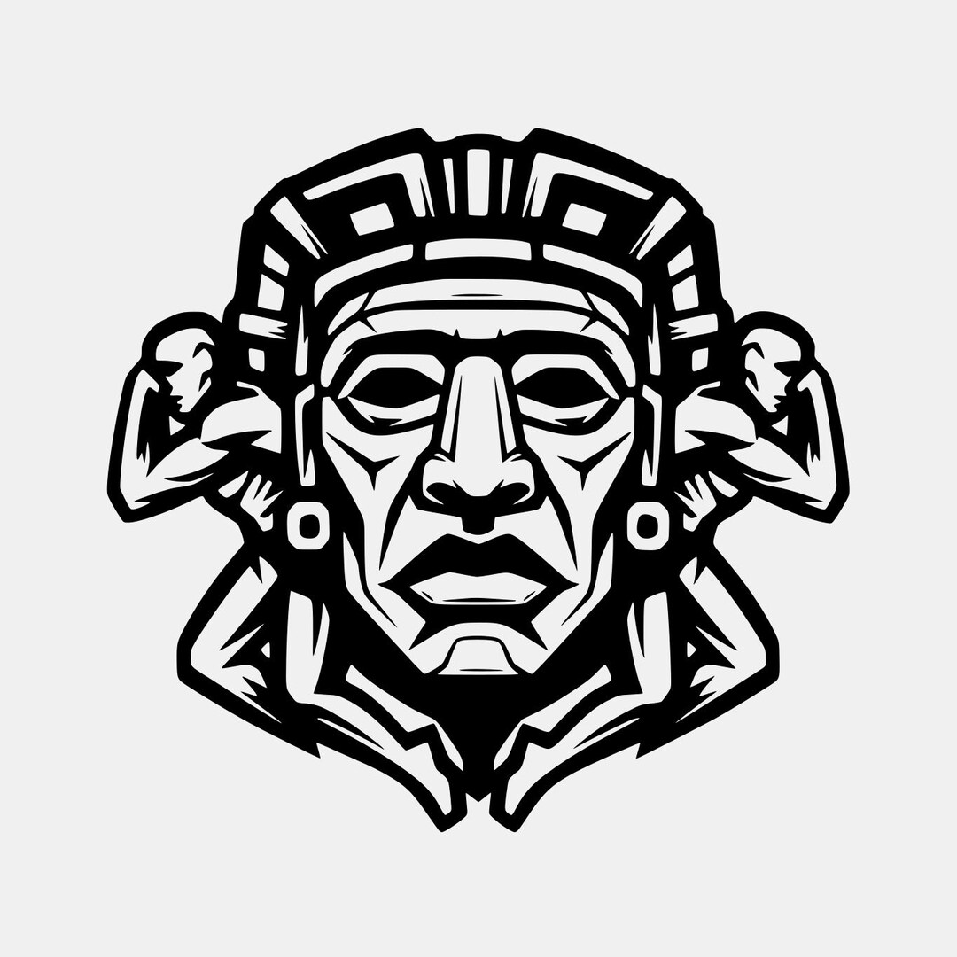 Olmec Warrior Mask SVG, Ancient Mesoamerican Warrior Head Clipart ...