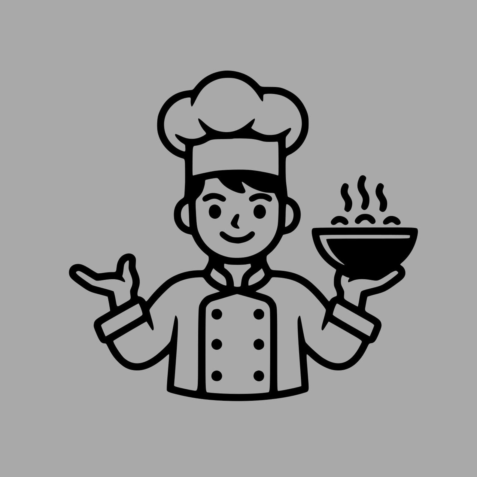 Chef Character SVG, One Piece Style Anime Chef With Food Bowl, Japanese ...