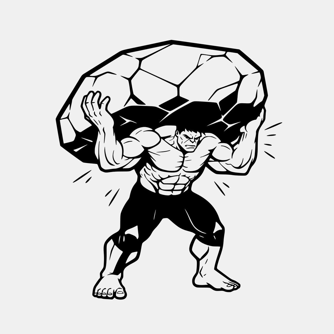 Hulk Lifting Boulder SVG, Muscle Man Superhero Graphic, Comic Character ...