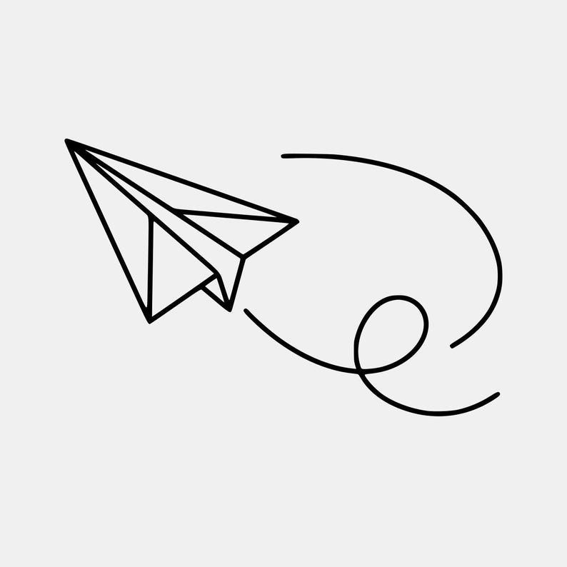 Paper Airplane Banking Turn SVG PNG : Minimalist Line Art Design ...