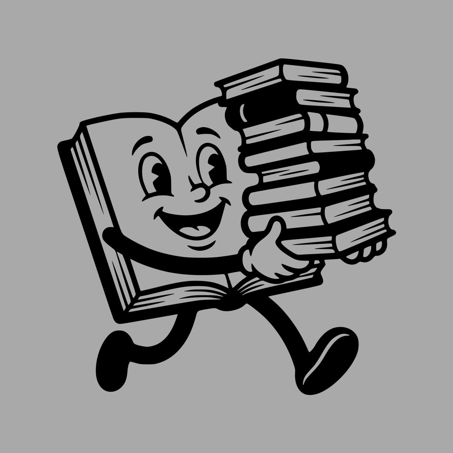 Book Character Running SVG PNG: Vintage Cartoon Style Digital Download ...