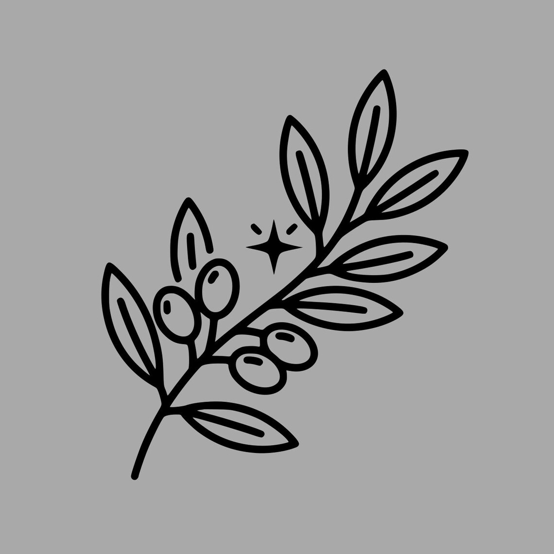 Olive Branch SVG, Hand-drawn Olive Sprig Clipart, Digital Download for ...
