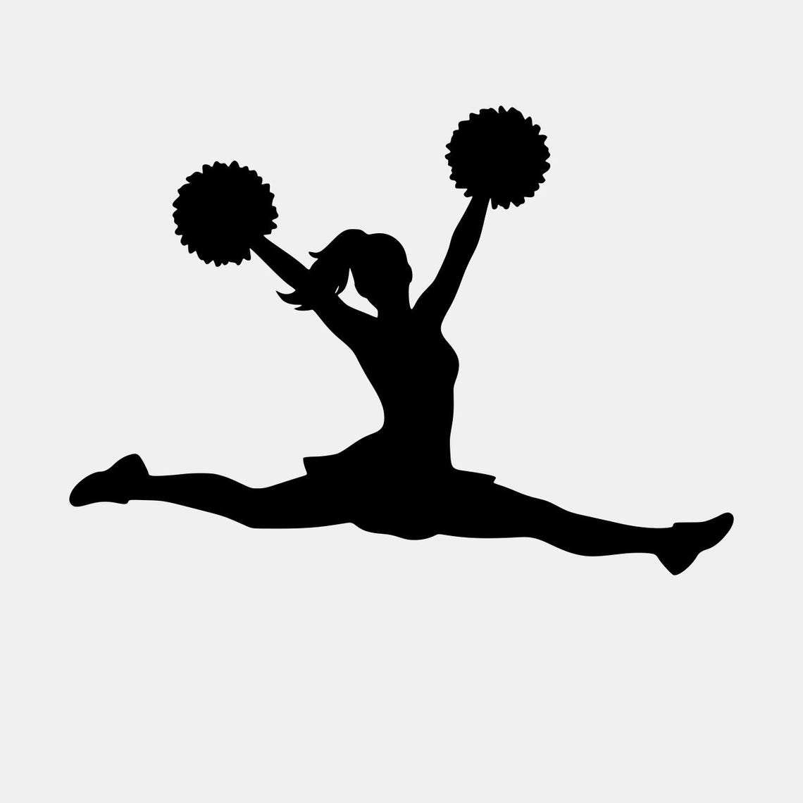 Cheerleader Split Leap SVG PNG: Dynamic Silhouette Design (digital ...