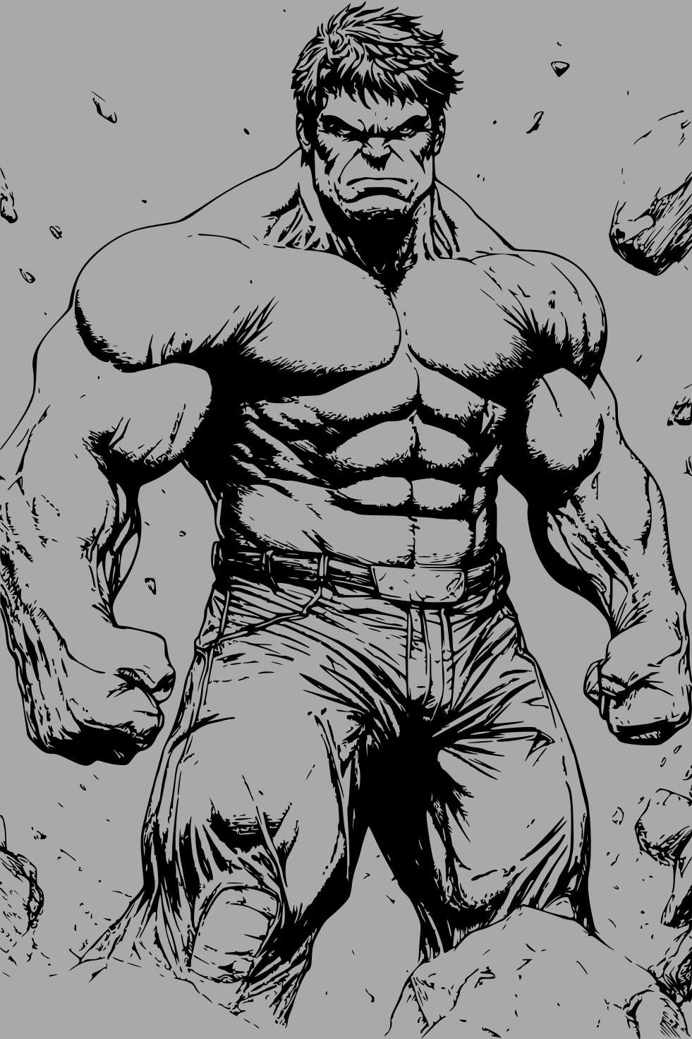 Powerful Rage Hulk SVG | Muscular Comic Style Illustration | Strong ...