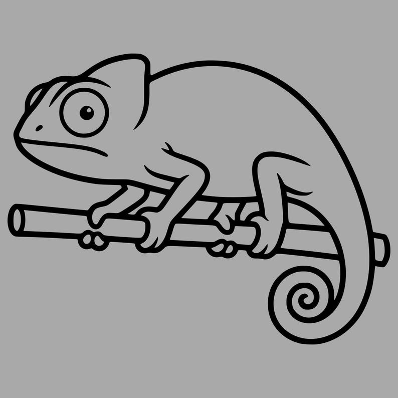 Cartoon Chameleon Branch Cut File: Bold Animal Illustration (SVG, PNG ...