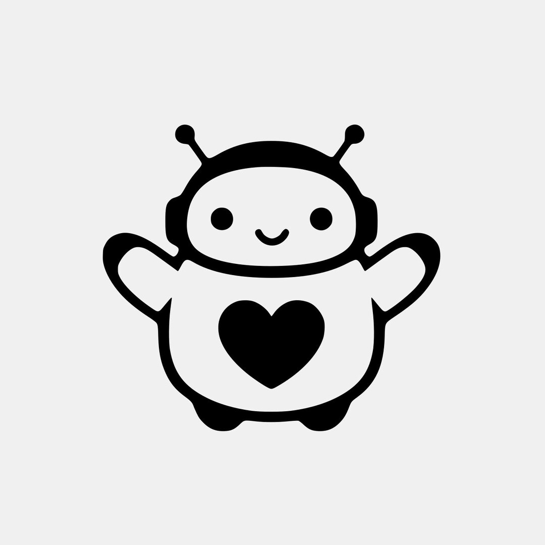Cute AI Robot SVG, Heart Robot Icon, Kawaii Bot Clipart, Digital ...