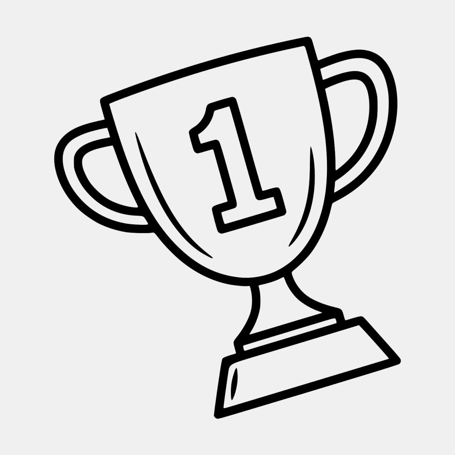Trophy With Number 1 SVG PNG: Bold Line Art Design (digital Download ...