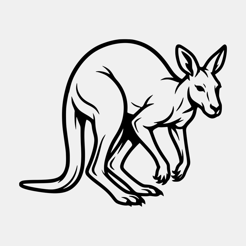 Kangaroo Crouching SVG PNG: Bold Line Art Design (digital Download) - Etsy