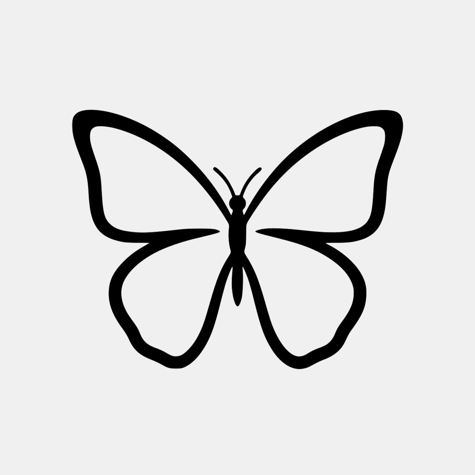 Simple Butterfly Outline SVG, Minimalist Insect Clipart for Cricut and ...