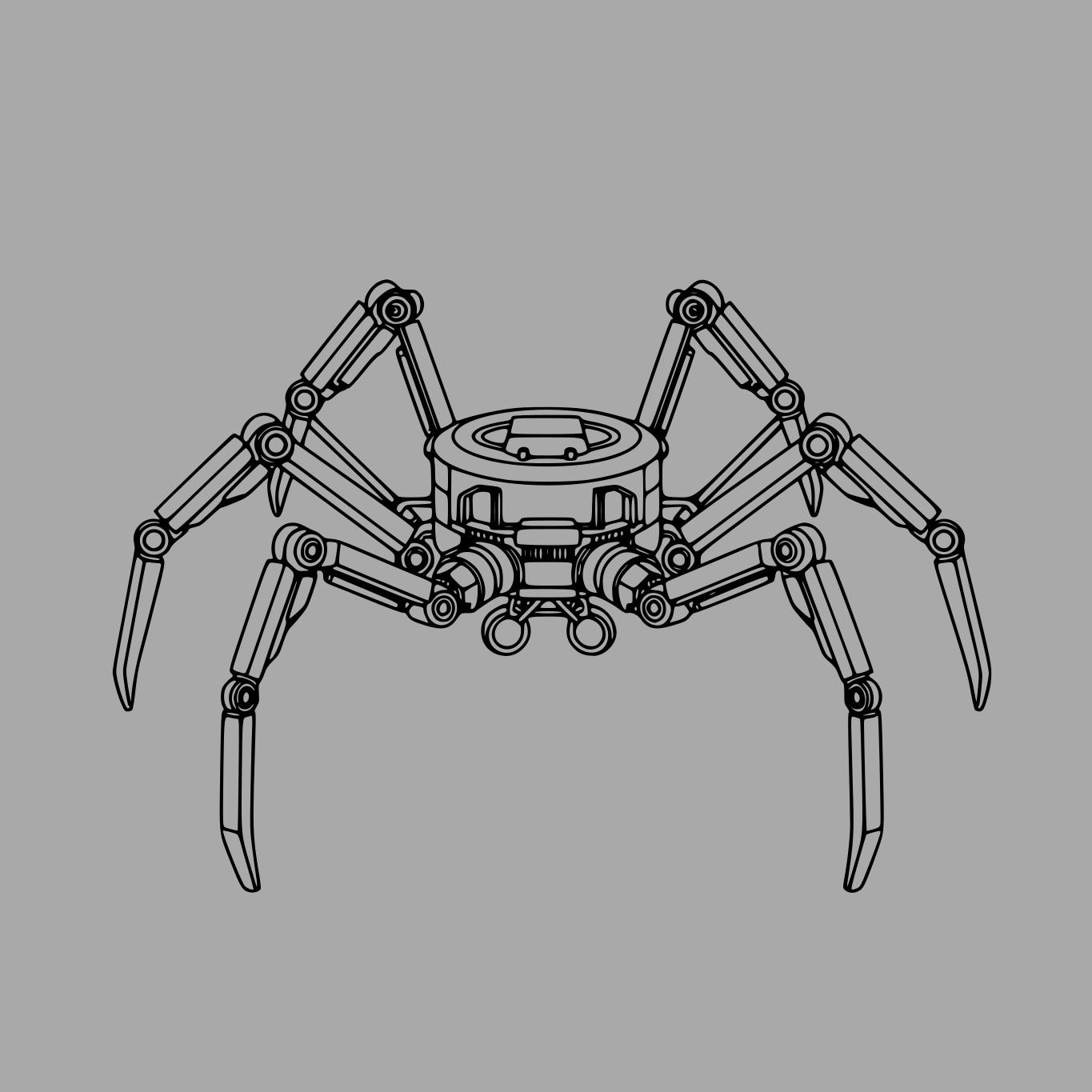 Mechanical Spider Bot Blueprint SVG, Robotic Arachnid Line Art, Sci-fi ...