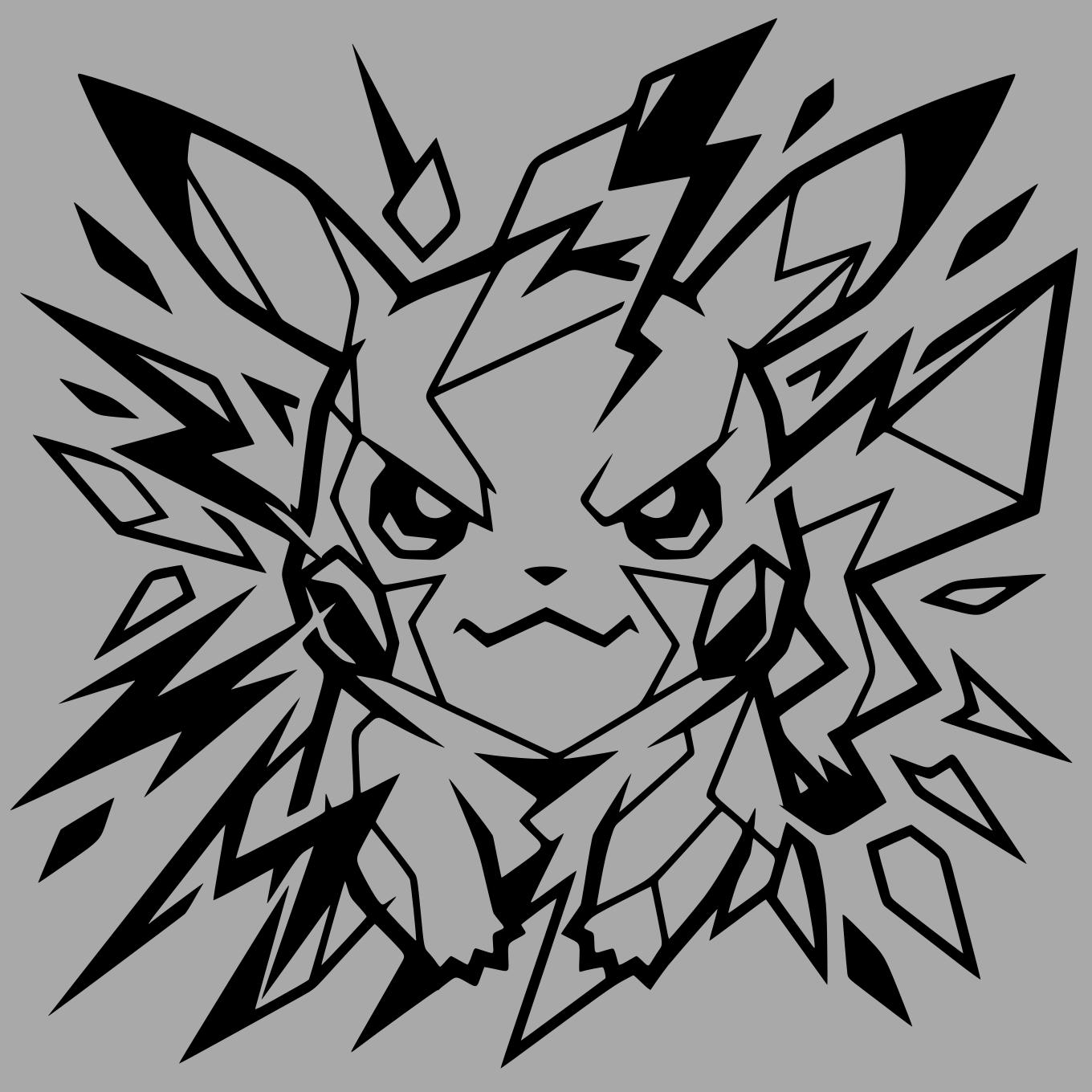 Pikachu Face SVG PNG: Intense Geometric Design (digital Download) - Etsy