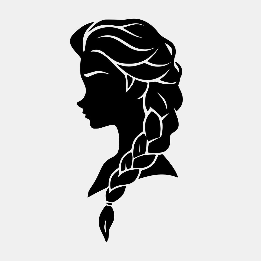 Elsa Silhouette SVG, Frozen Princess Profile With Braid, Ice Queen ...