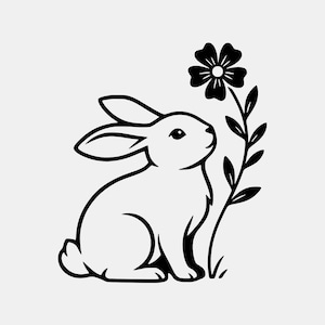 Cottagecore Bunny SVG, Cute Rabbit Clipart for Crafts, Instant Download ...