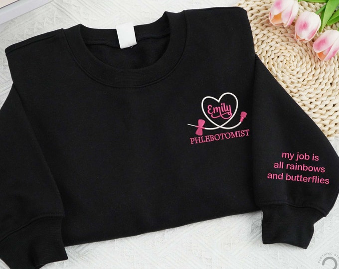 Personalized Phlebotomist Double Sided Sweatshirt, Custom Medical ...