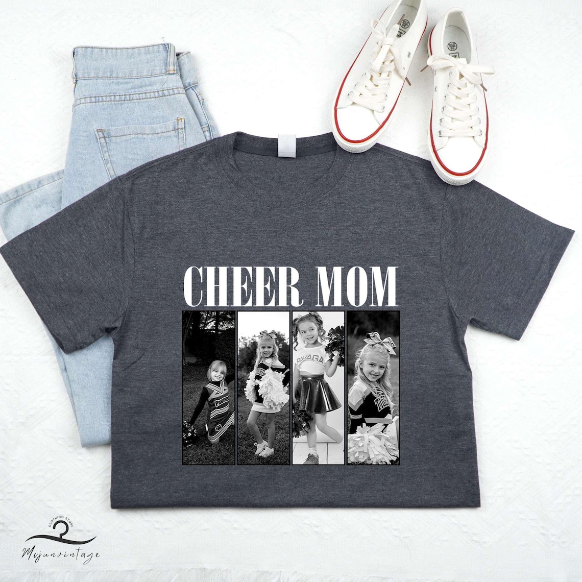 Custom Cheer Mom Photo T-shirt, Mother's Day Shirt, Cheer Hoodie, Cheer ...