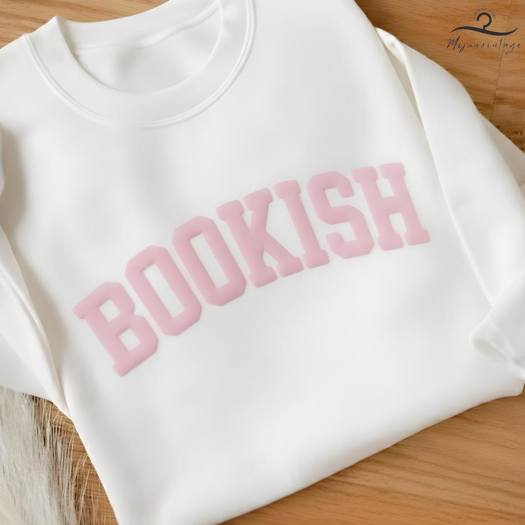 Bookish Puff Print Sweatshirt, Cute Book Lover Hoodie, Bookworm 3D ...