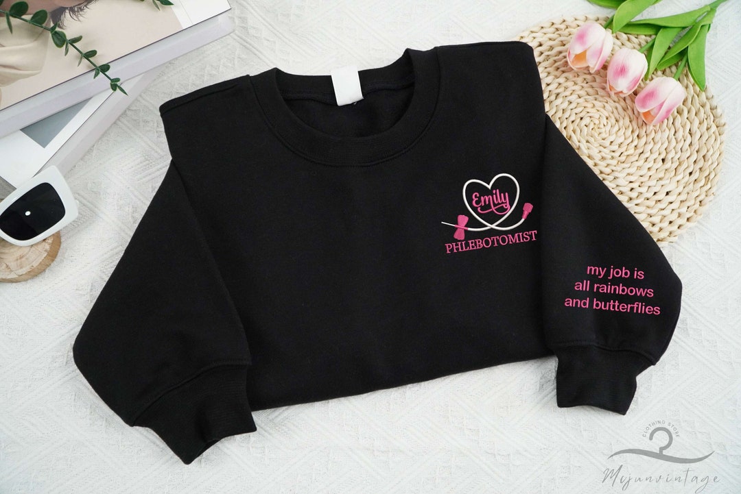 Embroidered Phlebotomist Shirt, Phlebotomy Tech Shirt, Personalized ...