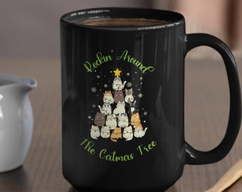 Christmas Cat Mug, Meowy Christmas, Meowy and Bright Mug, Funny Holiday ...