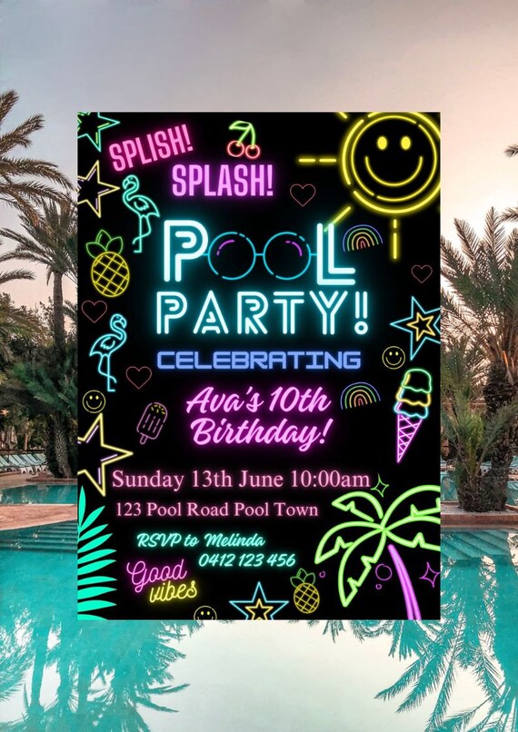 Summer Pool Party Invitation Template