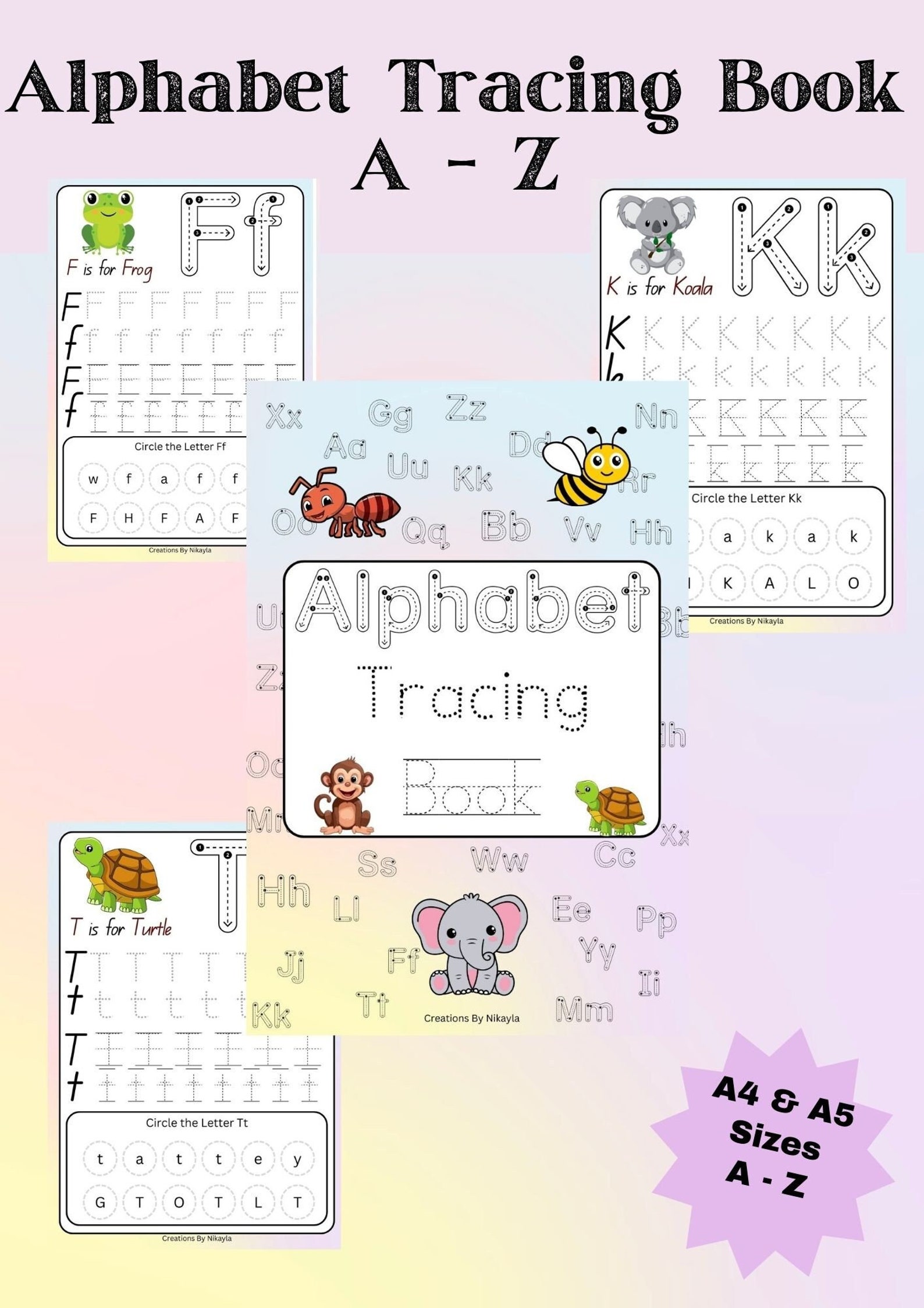 Alphabet Tracing Book - Pastel Alphabet - Tracing Handwriting Learning ...
