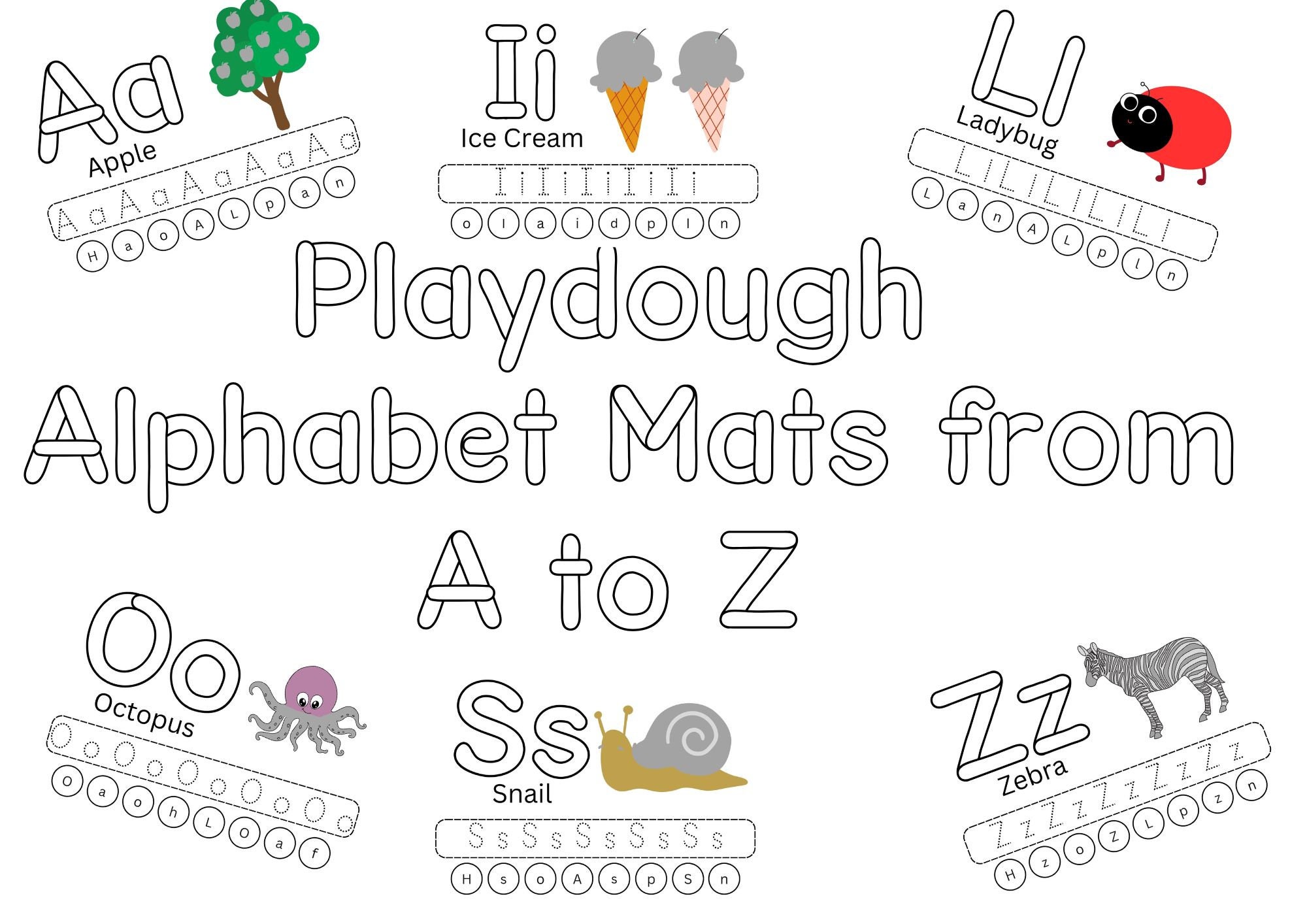 Alphabet Playdough Mats - Playdough Tracing Mats - Alphabet - Learning ...