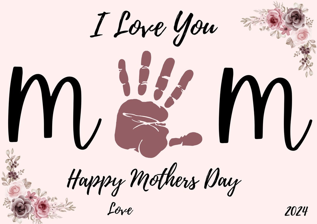 Mothers Day Handprint Craft Poster Gift Present Handmade With Love ...