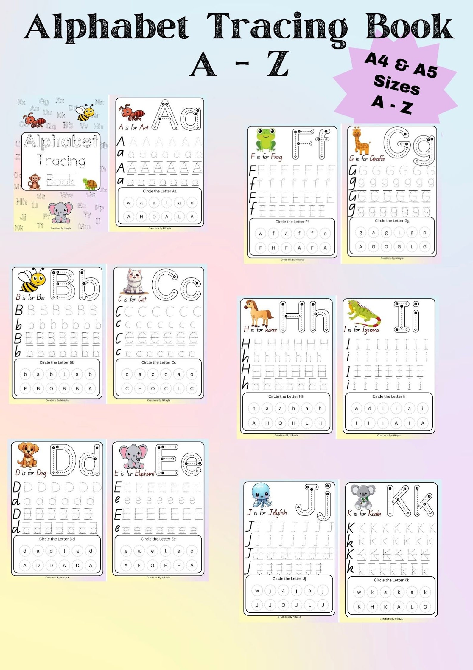 Alphabet Tracing Book - Pastel Alphabet - Tracing Handwriting Learning ...