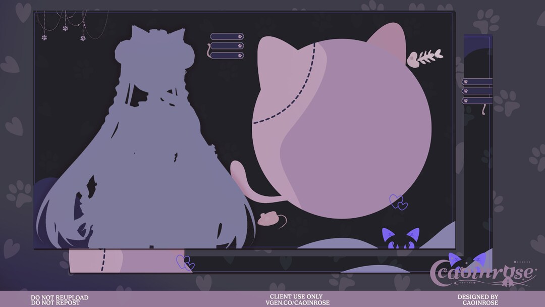 Meow - Animated Stream Overlay - Screen - Twitch - Scene - Cat - Purple ...