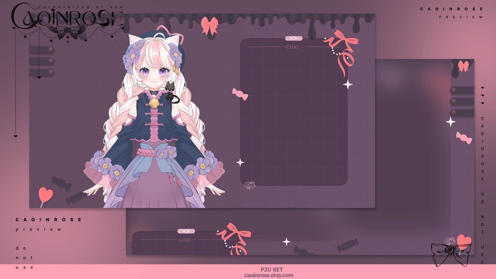 Sweet Kiss - Animated Stream Overlay - Screen - Twitch - Purple - Bow ...