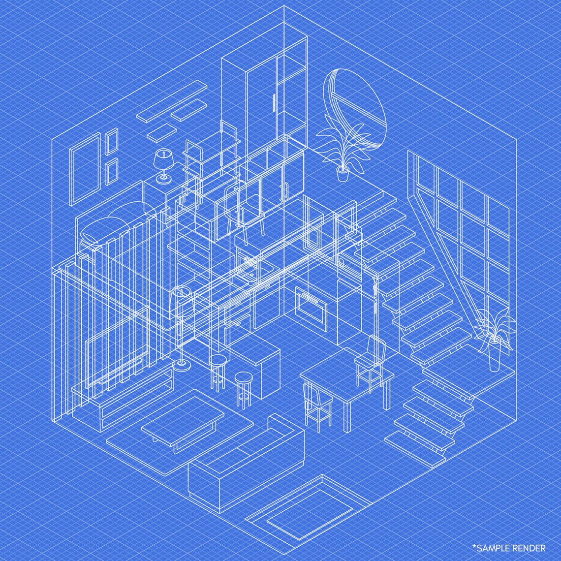 Isometric Interior Apartment Procreate Stamp Brush Digital Downloads - Etsy