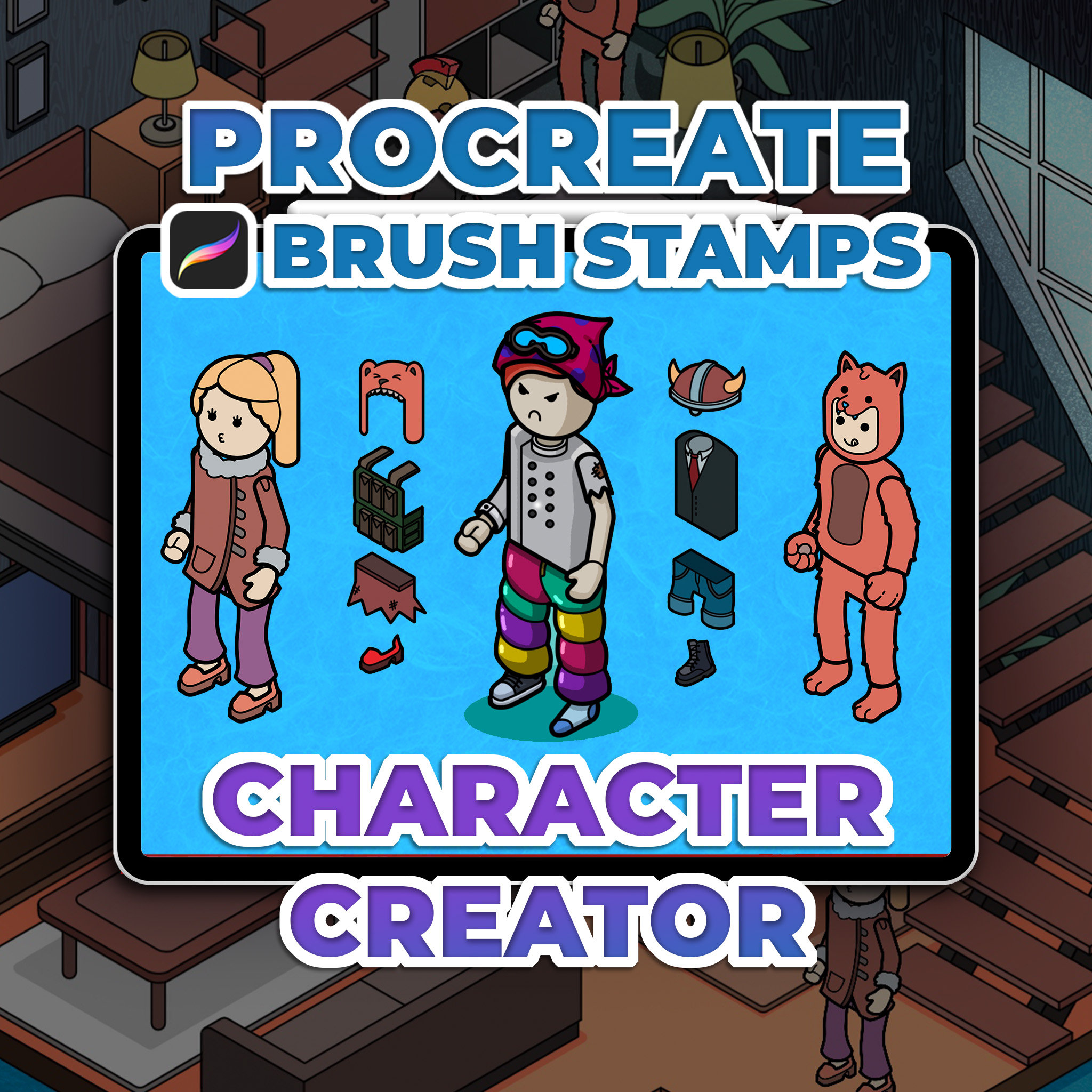 160+ Isometric Character Creator Brush Stamp Kit - DIY Avatar Designer ...