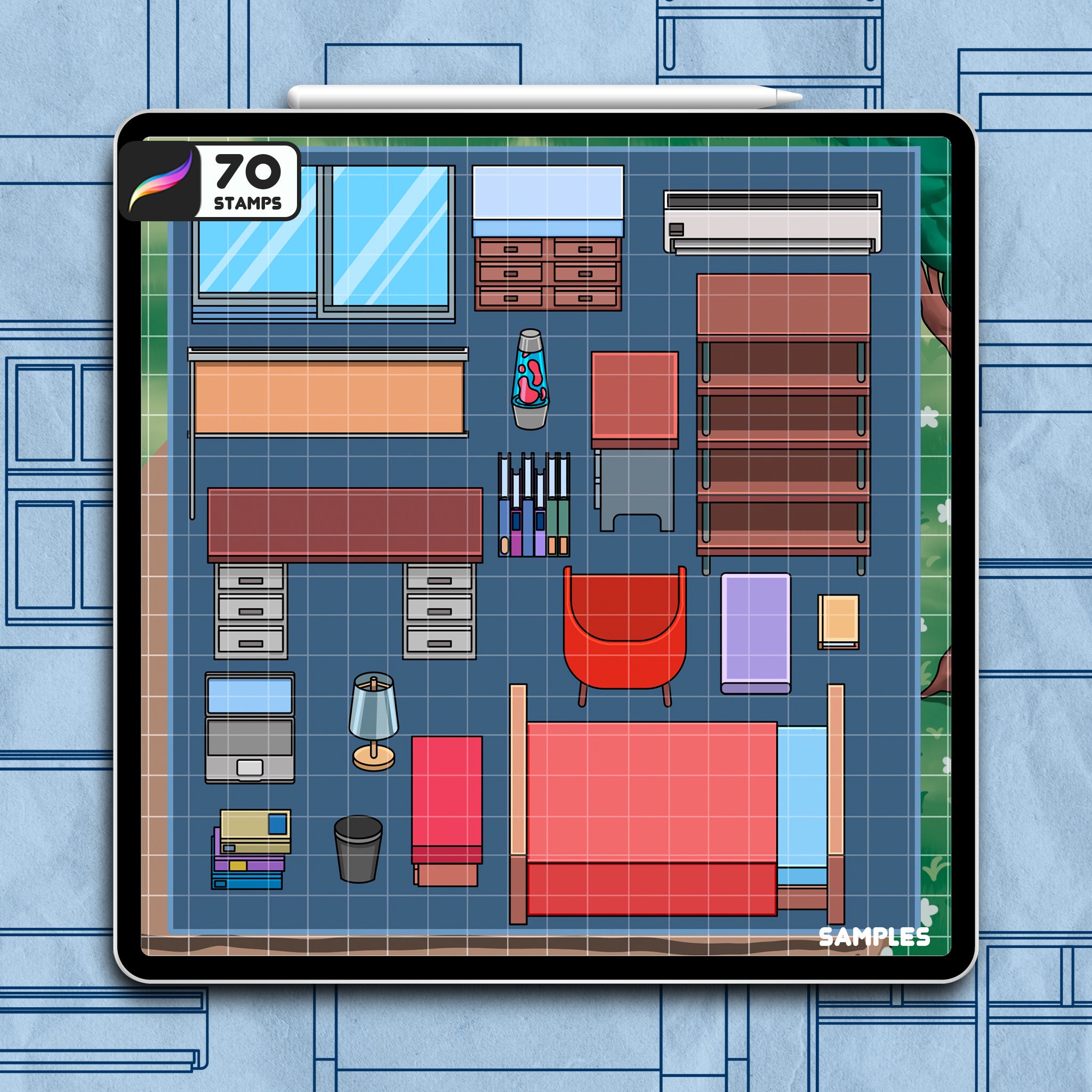 70+ Top-down Bedroom Brush Stamps for Procreate (digital Download) - Etsy