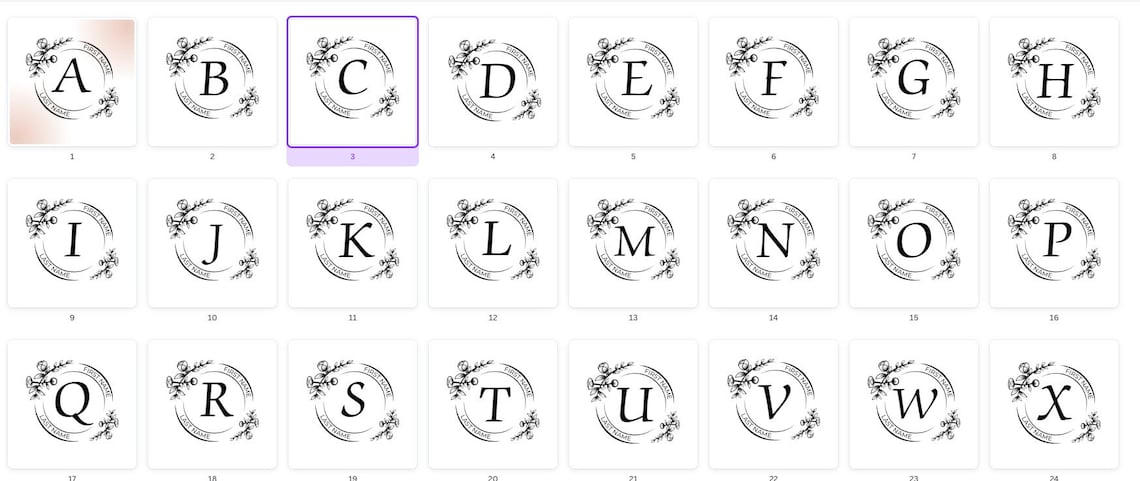 Last Name Monogram full Alphabet SVG File - Etsy