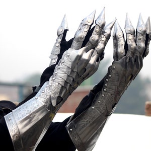 Metal Armour Hand Gloves Pair Medieval Gloves Set Costume Gloves ...
