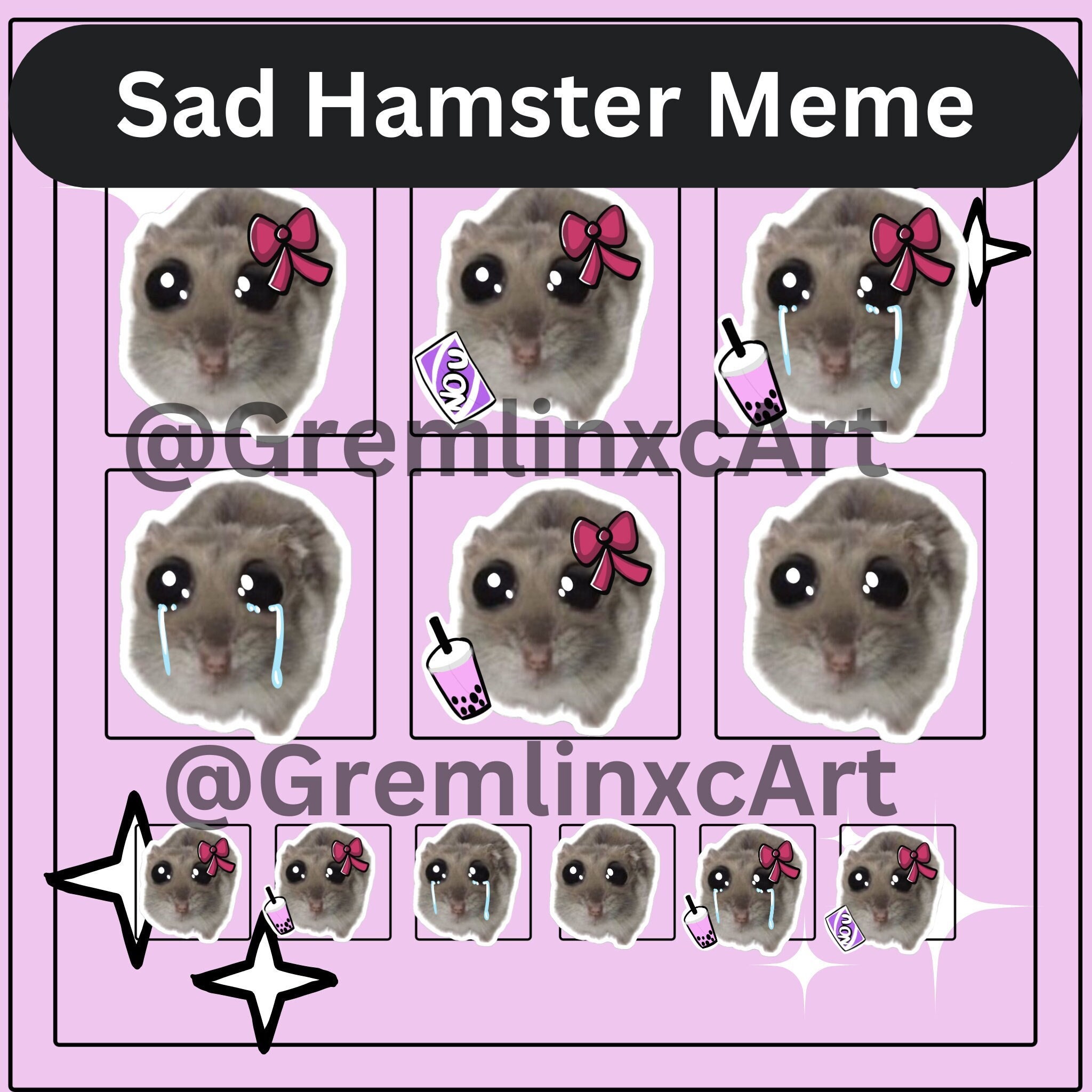 Sad Hamster Emote Bundle: Pink Bow Meme for Twitch/discord (PNG, P2U ...