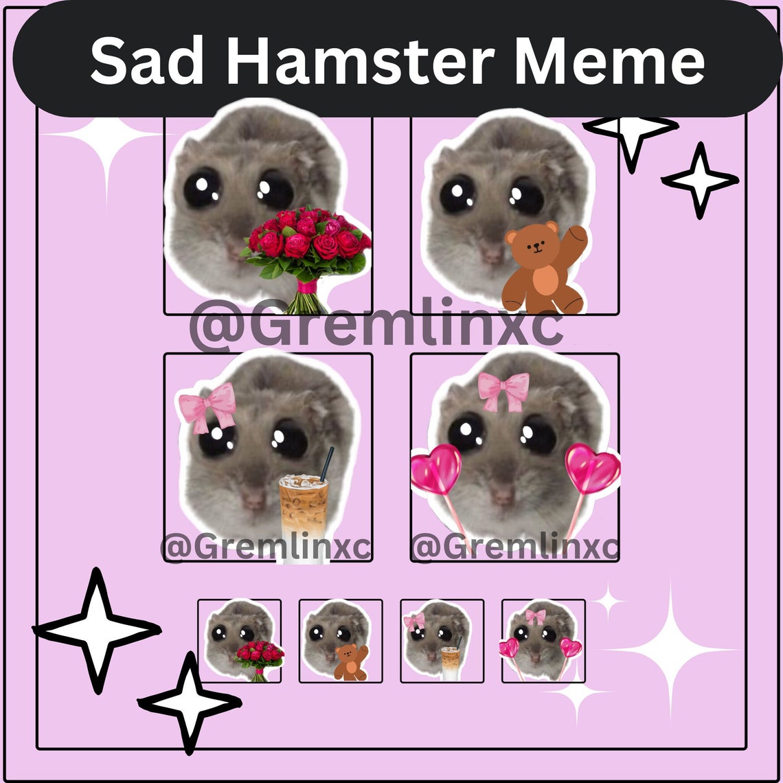 Sad Hamster Emote With Pink Bow, Tiktok Meme, Twitch, Discord, Youtube ...