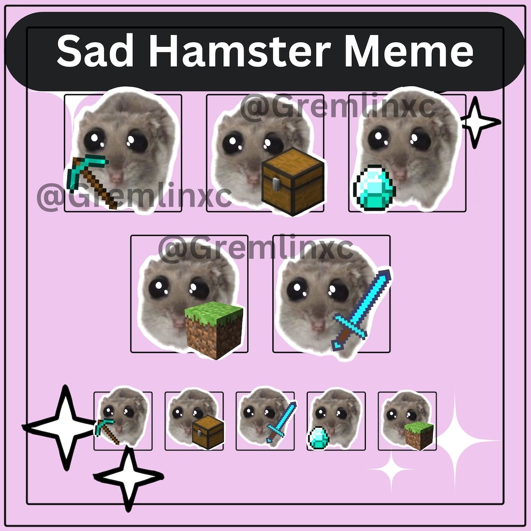 Minecraft Sad Hamster Emote With Pink Bow, Tiktok Meme, Twitch, Discord ...