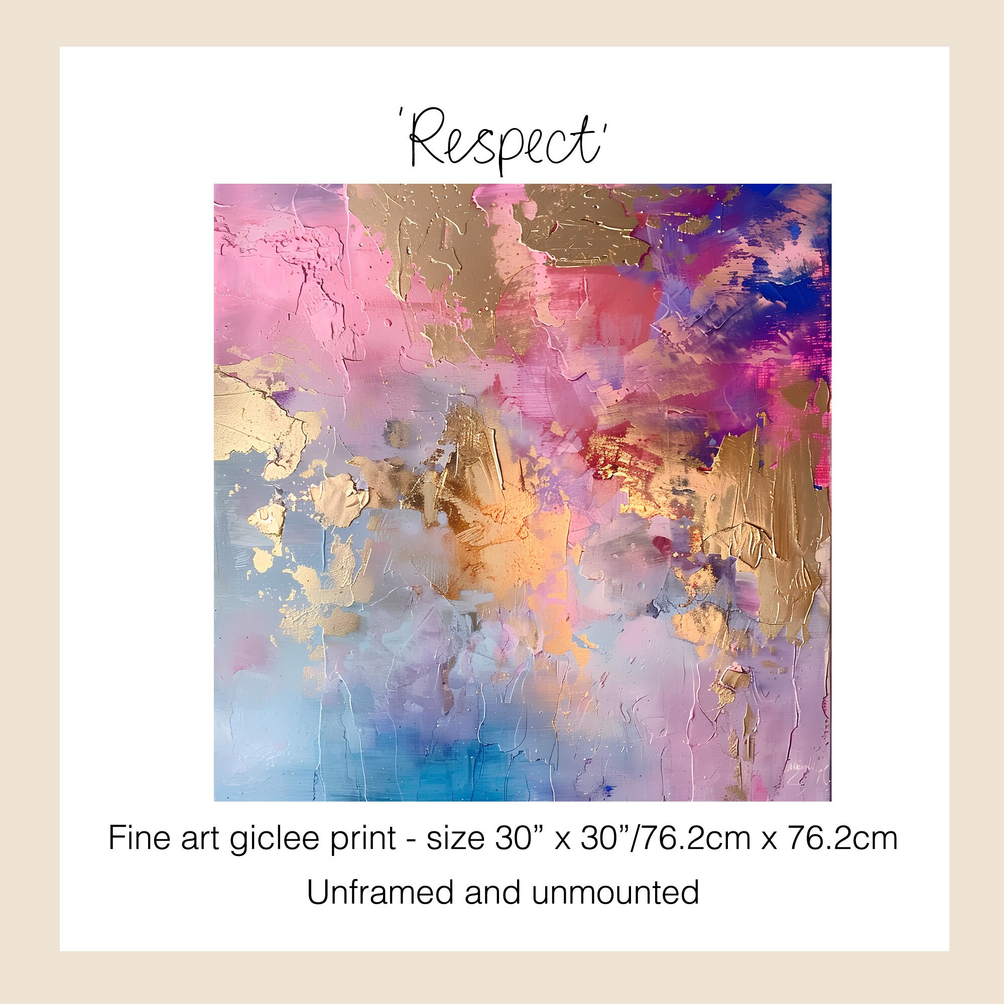 Respect Abstract Artwork, Unframed, Large Wall Art, Vibrant Pink and ...