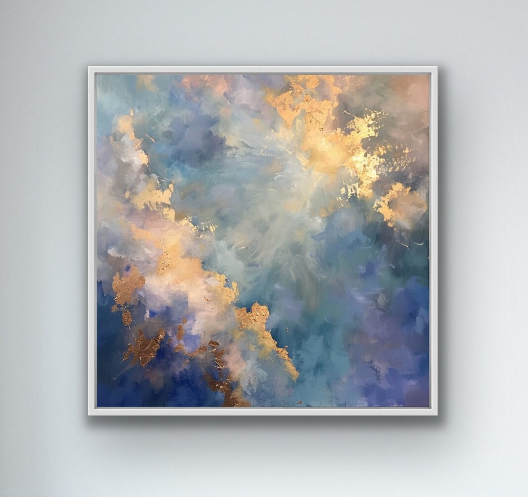Forgiveness - Abstract Artwork, Unframed, Large Wall Art, Soft Blue ...