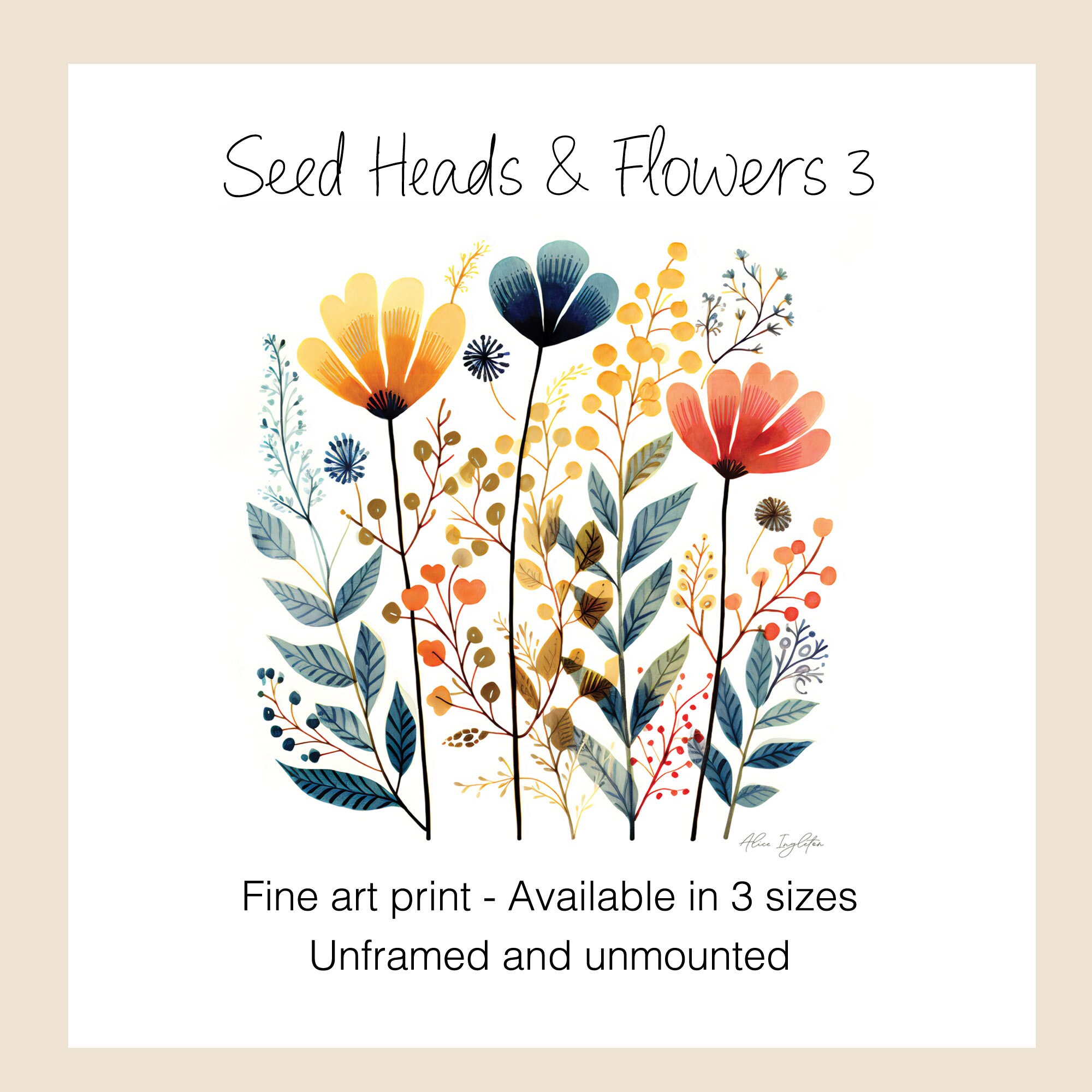 Seed Heads 3 - Art Print, Floral Art, Wall Art, Flowers, Seed Heads ...