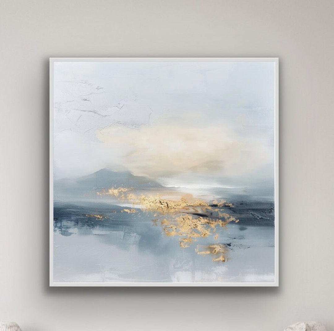 Wonder Abstract Artwork, Unframed, Large Wall Art, Peaceful, Grey Tones ...